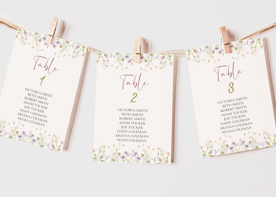 Girl Holy Communion Table Chart Cards, Editable Floral Table Numbers ...
