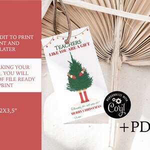 Printable Christmas Thank You Teacher Gift Tags, Holiday Teacher ...