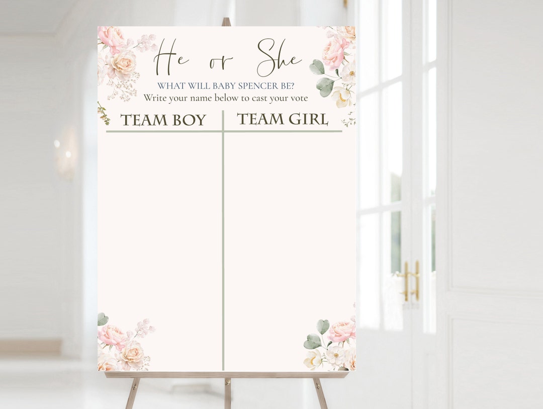 Floral Gender Reveal Voting Board, He or She Sign (digital Download) - Etsy
