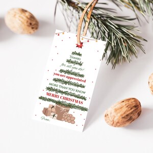 Teacher Christmas Gift Tags Printable, Editable Thank You Teacher Favor ...