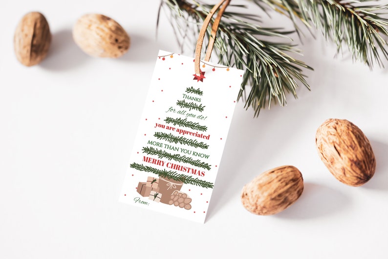 Editable Teacher Christmas Gift Tags, Printable Holiday Thank You ...