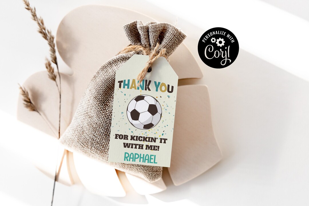 Printable Soccer Birthday Favor Tags for Kids, Editable Soccer Thank ...