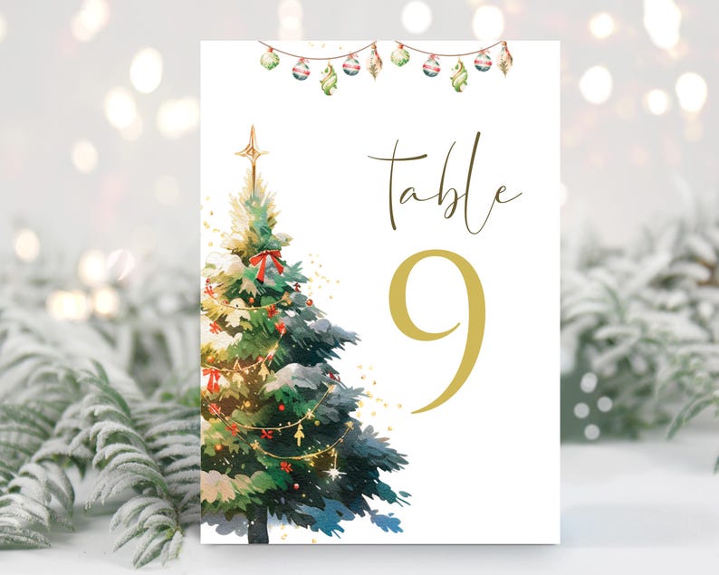 Editable Christmas Tree Table Number Card (digital Download) - Etsy