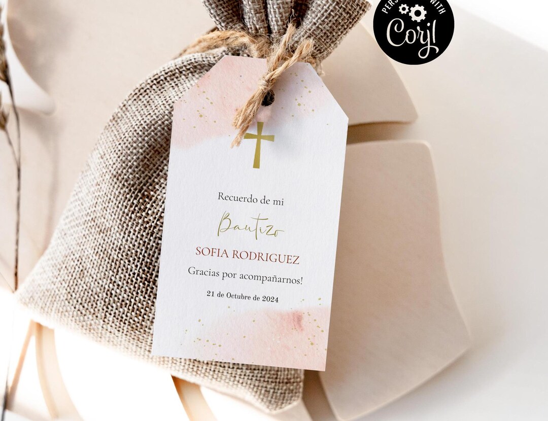 Mi Bautizo Favor Tags En Español, Recuerdo De Mi Bautizo Para Niña ...