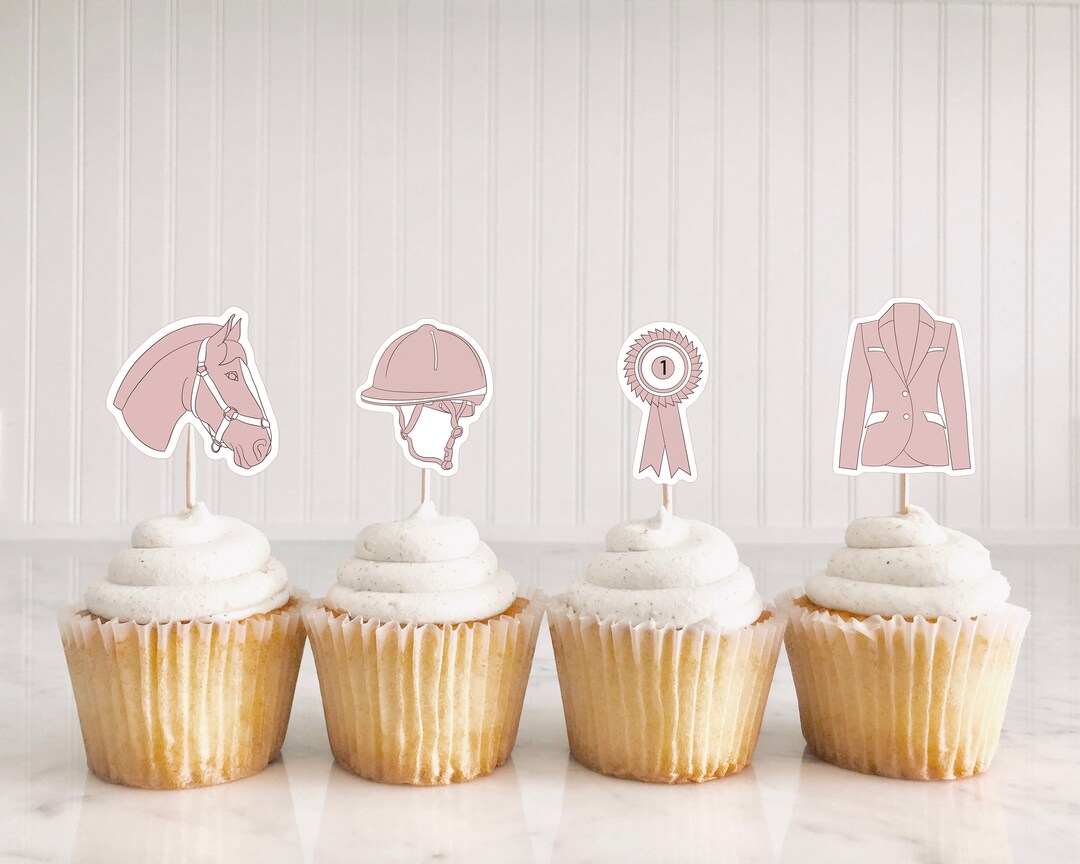 Horse Riding Cupcake Toppers Printable for Girl's Birthday, Equestrian ...
