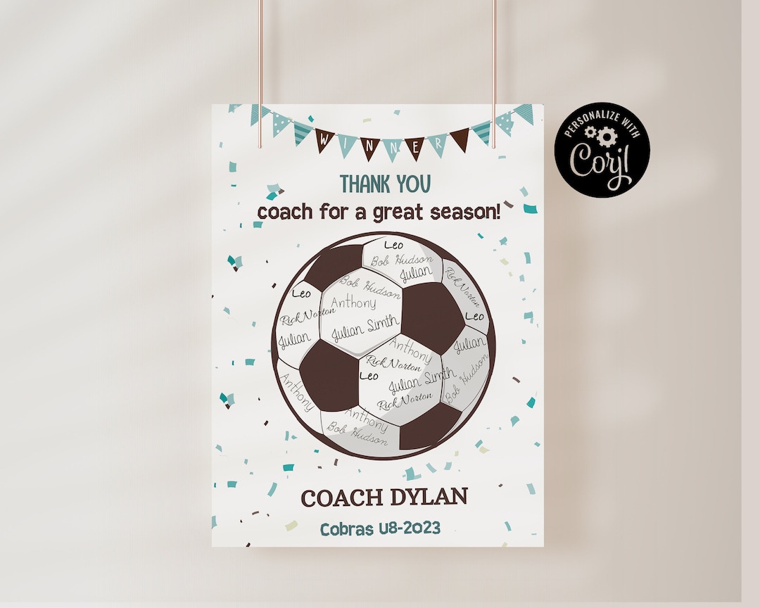 Thank You Coach Signature Poster Editable, Soccer Coach Appreciation ...