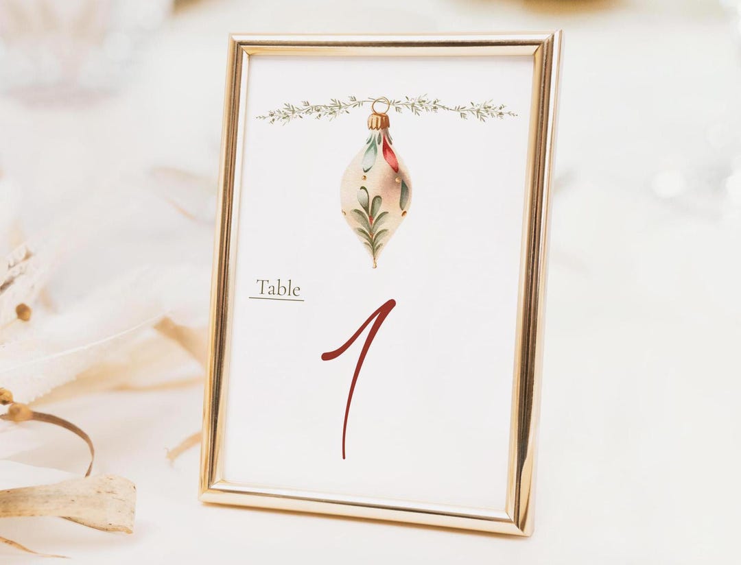 Christmas Ornament Table Number Printable: Holiday Decor (digital ...