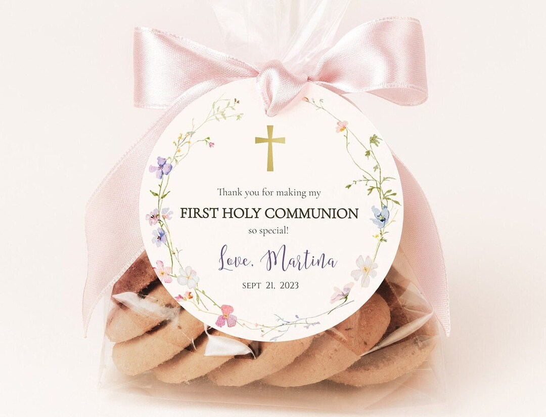 Editable Wildflower Communion Favor Tag Template, Girl Holy Communion ...