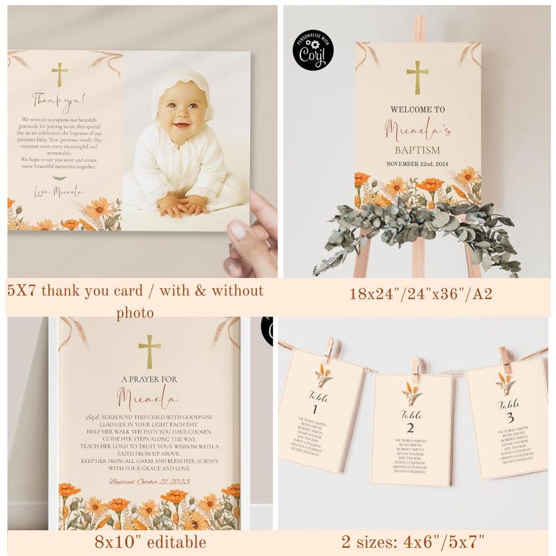 Fall Baptism Welcome Sign Template, Autumn Baptism Welcome Poster, Boho ...