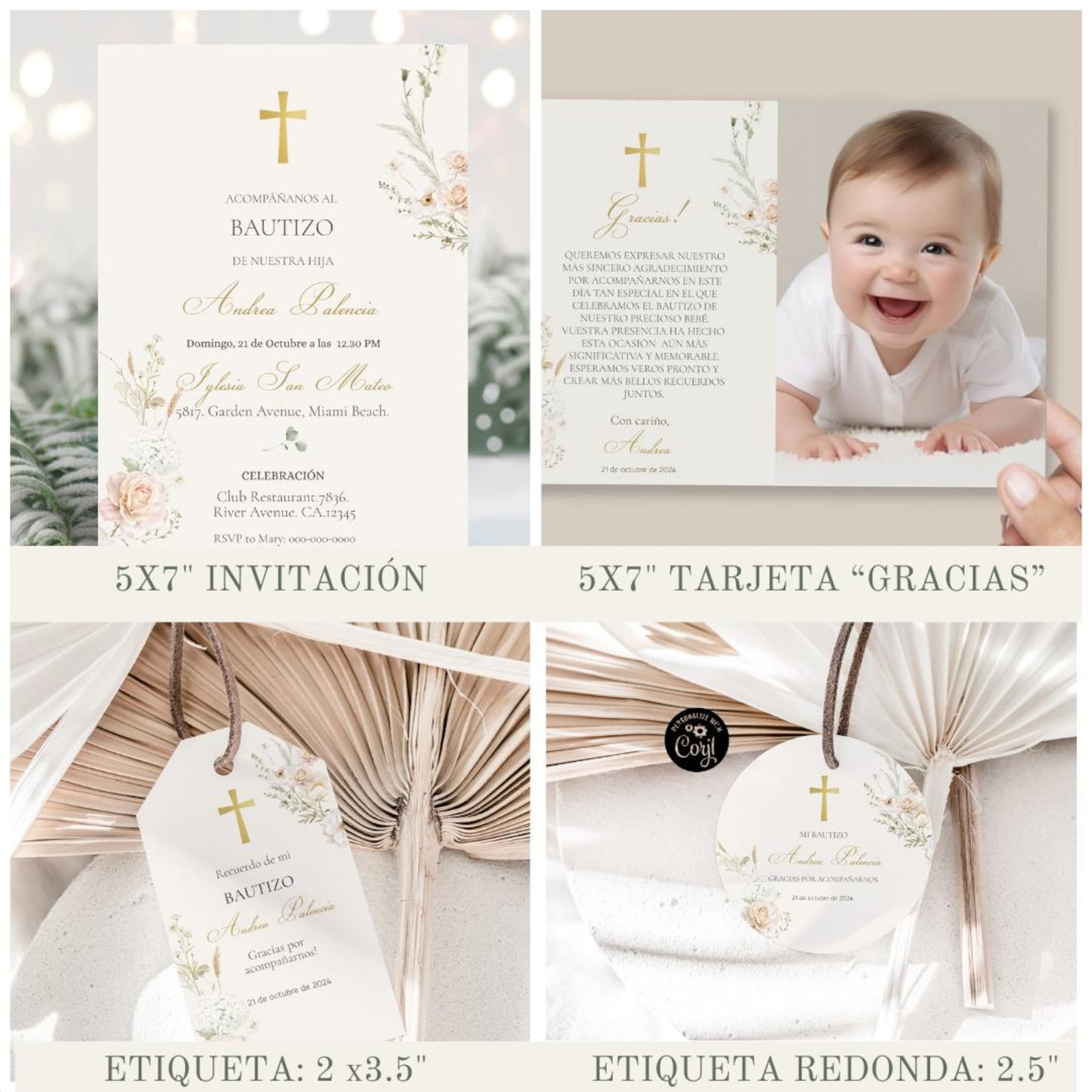 Spanish Baptism Invitation Template, Invitación De Flores Para Bautizo ...