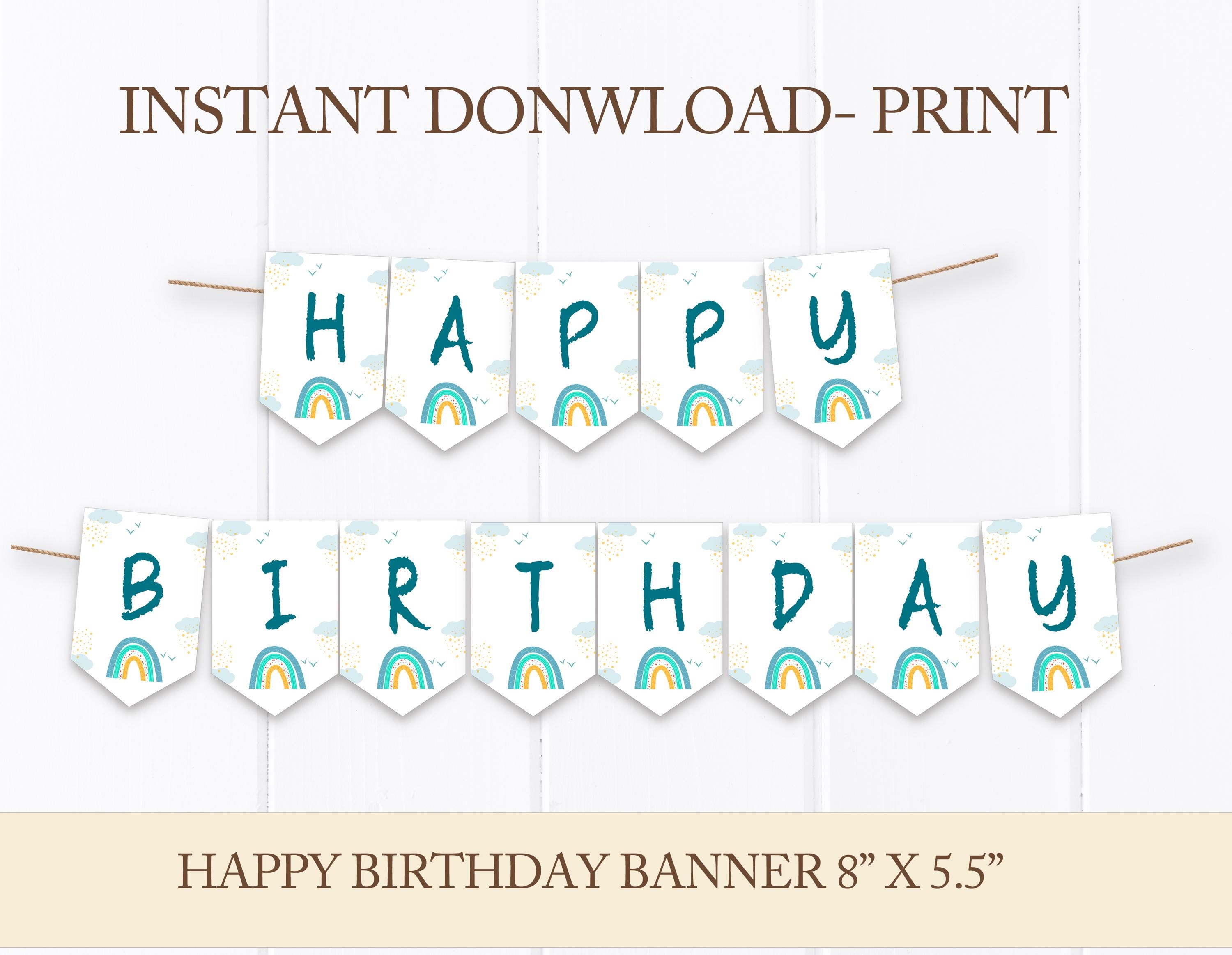 Rainbow Happy Birthday Banner Instant Download, Colorful Rainbow ...