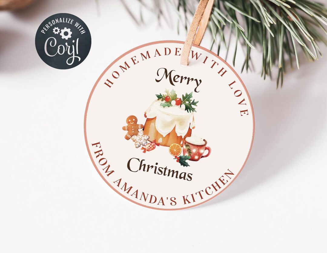Christmas Baking Gift Tags Printable, Homemade With Love Favor Tags ...