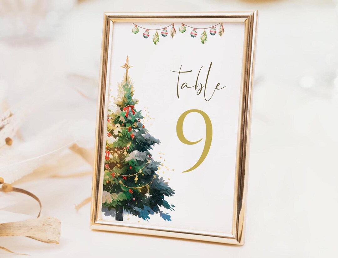 Editable Christmas Tree Table Number Card (digital Download) - Etsy