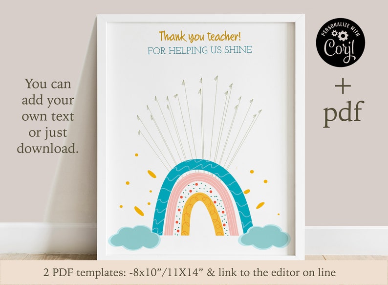 Rainbow Thank You Teacher Fingerprint Art, End of Year Teacher ...