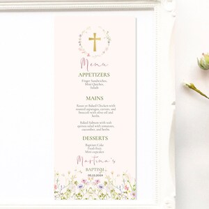 Floral Baptism Menu Template: Wildflower Christening Decor (digital) - Etsy