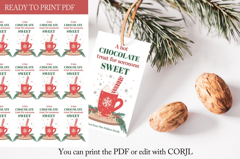 Holiday Hot Cocoa Gift Tags Printable, a Hot Chocolate Treat for ...