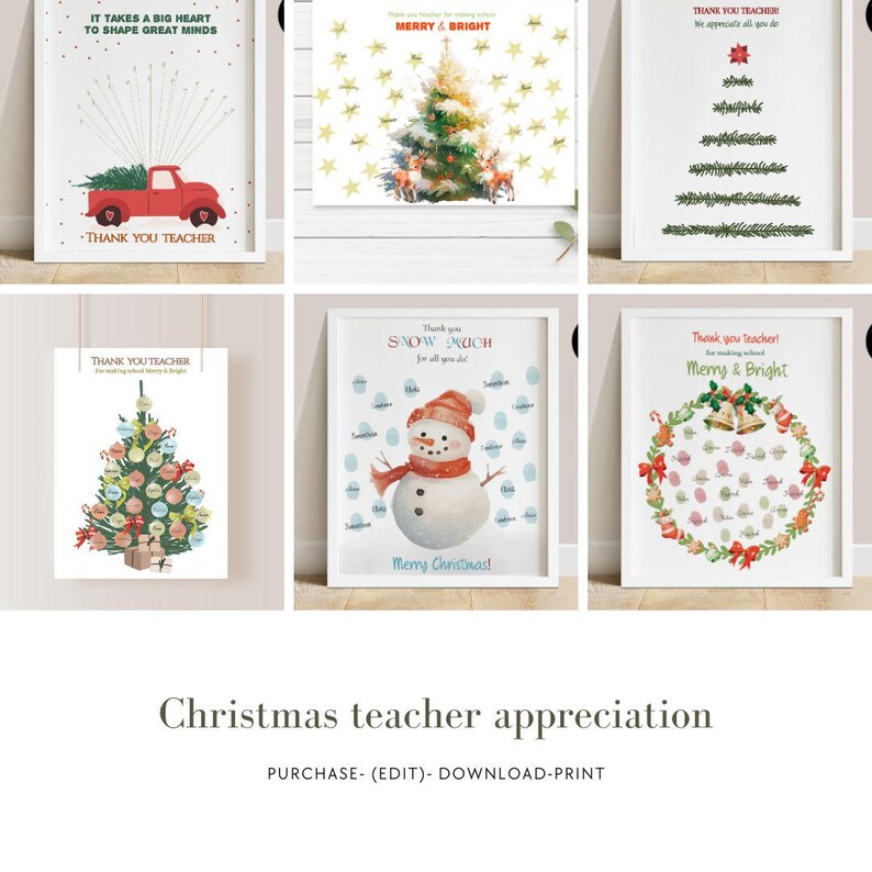 Christmas Teacher Appreciation Fingerprint Tree: Thank You Gift ...