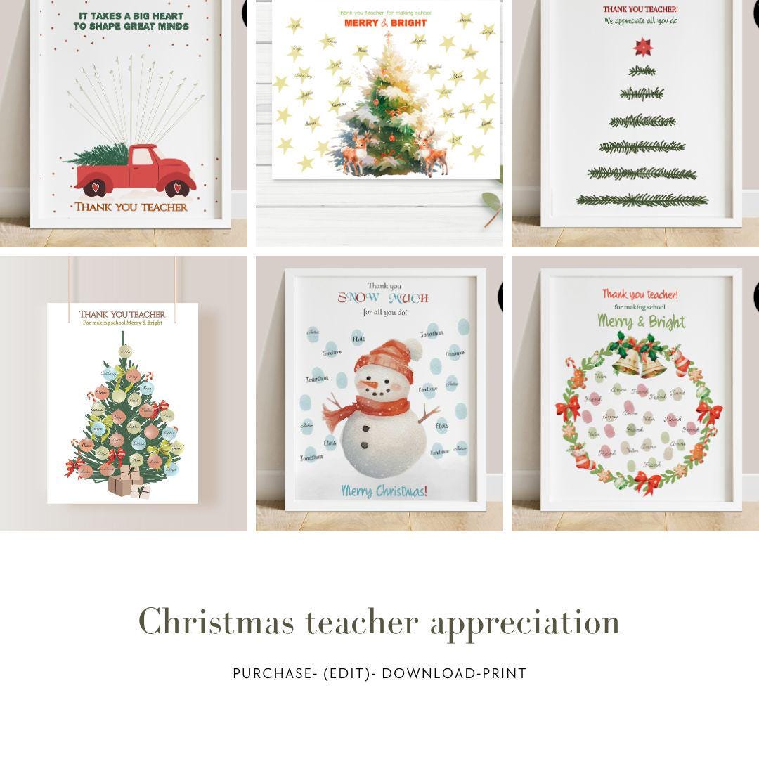 Christmas Teacher Appreciation Fingerprint Tree, Thank You Teacher ...