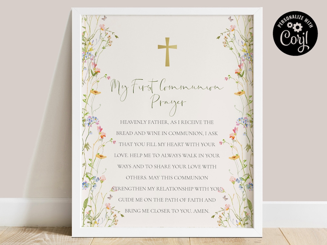 Editable Floral Communion Prayer Sign Template, Printable Wildflower ...