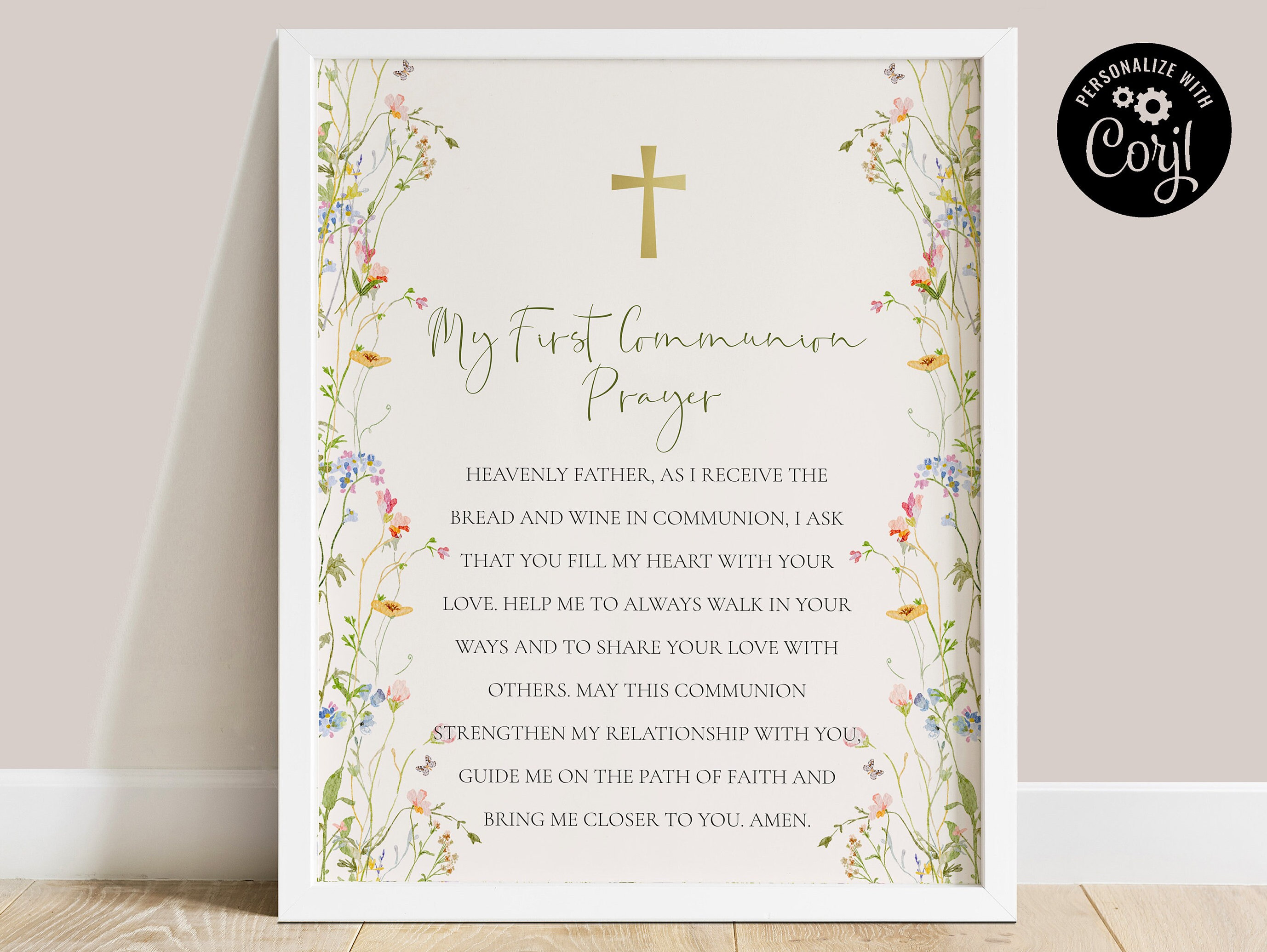 Editable Floral Communion Prayer Sign Template, Printable Wildflower ...