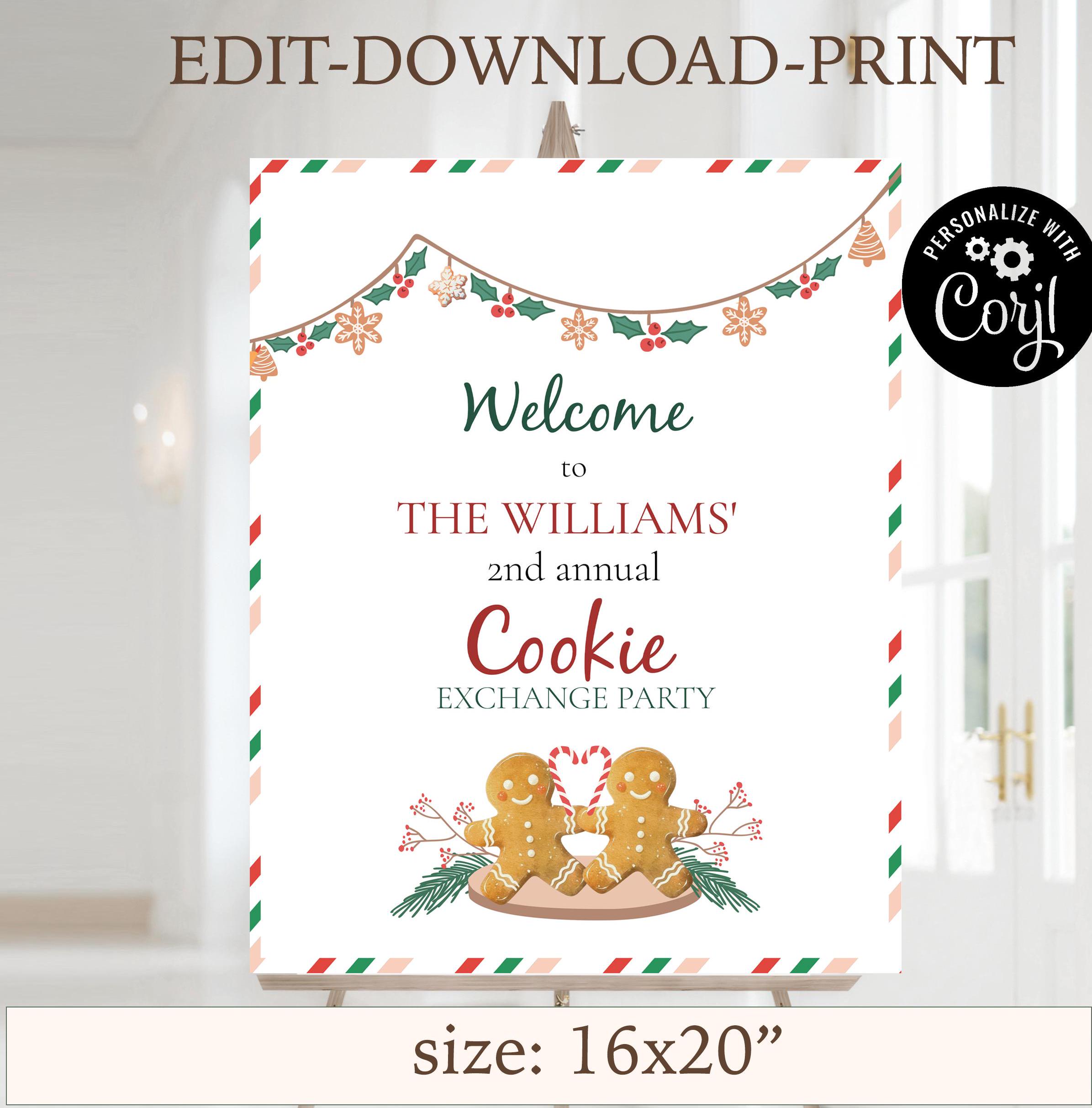 Christmas Cookie Exchange Welcome Sign: Holiday Party Decor (digital ...