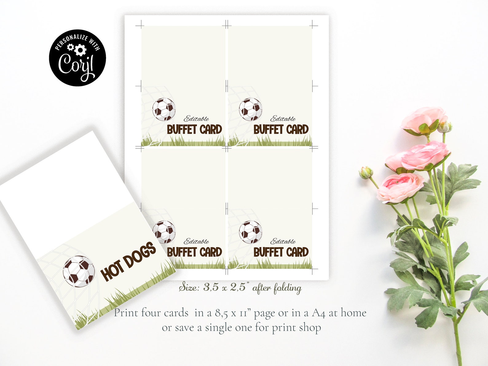 Soccer Party Food Labels Editable Template, Football Place Card ...