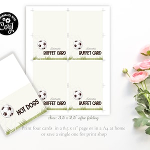 Soccer Party Food Labels Editable Template, Football Place Card ...