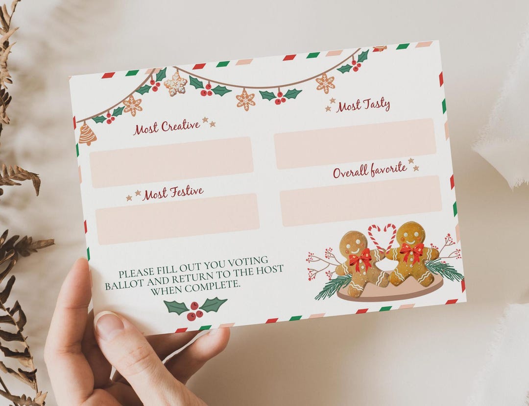 Christmas Cookie Exchange Voting Ballot, Holiday Cookie Party Voting ...