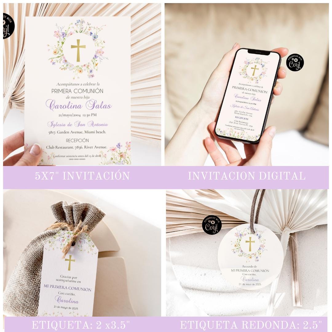 First Communion Spanish Thank You Tags, Recuerdo Mi Primera Comunión ...