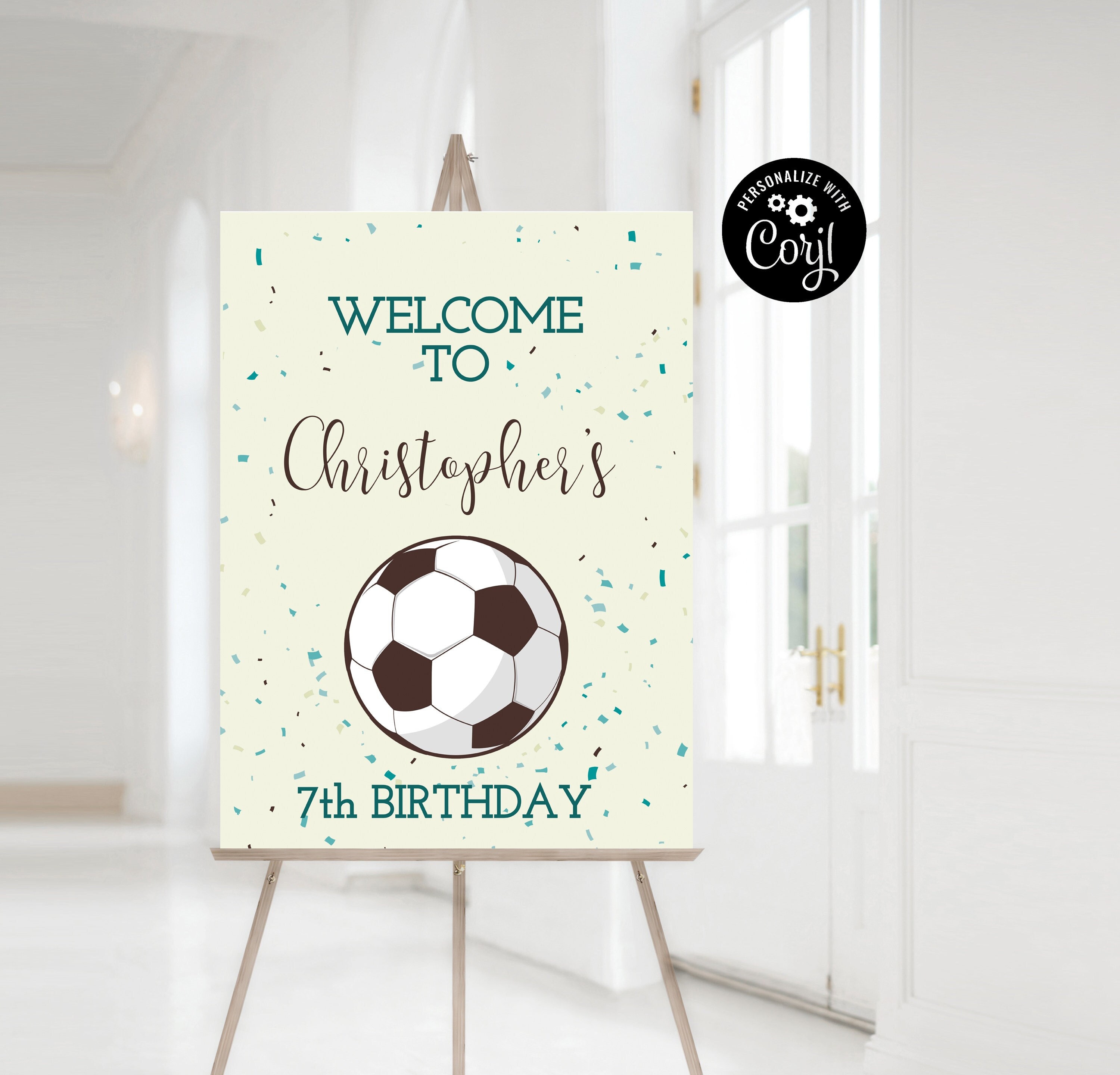Welcome Sign Template for Soccer Birthday, Printable Soccer Party ...