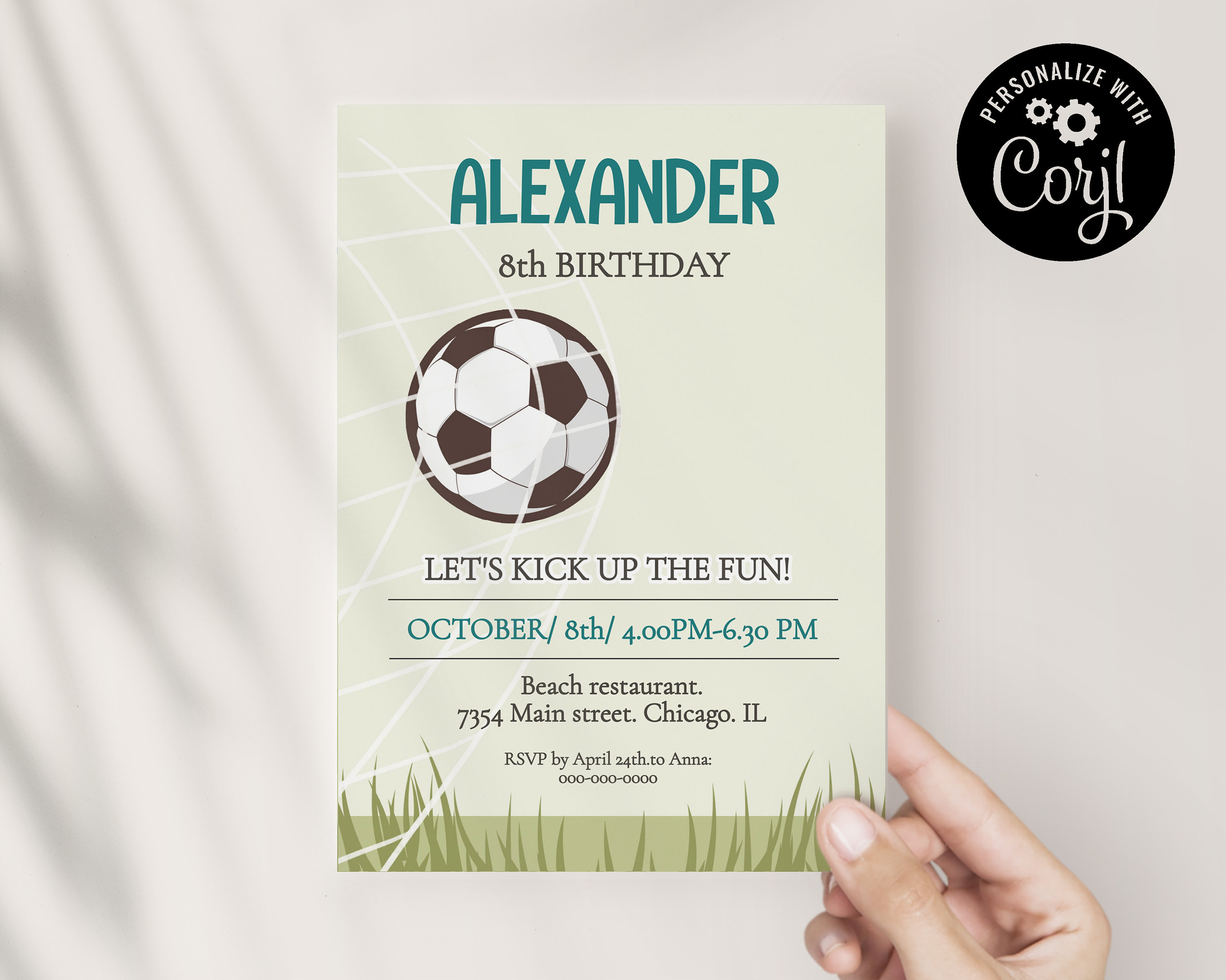 Editable Soccer Invitation Birthday Party, Soccer Party Invite Template ...