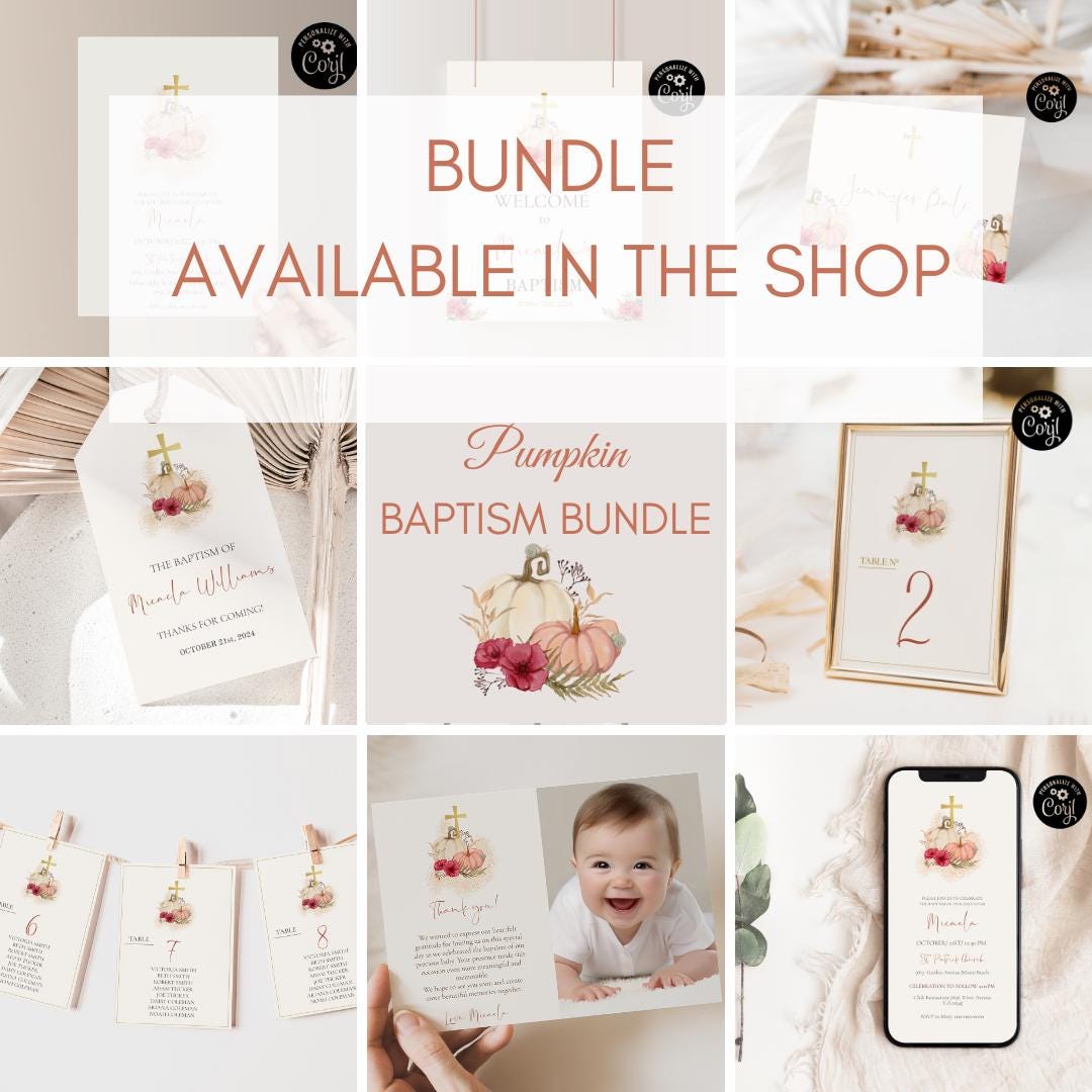 Pumpkin Baptism Photo Thank You Card, Fall Baptism Thank You Card ...