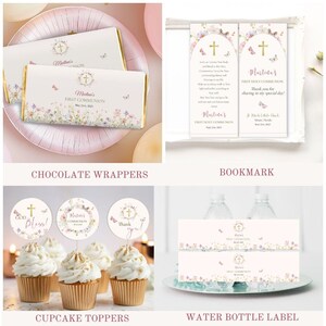 Editable First Communion Bookmark, Girl Communion Favor, Floral ...