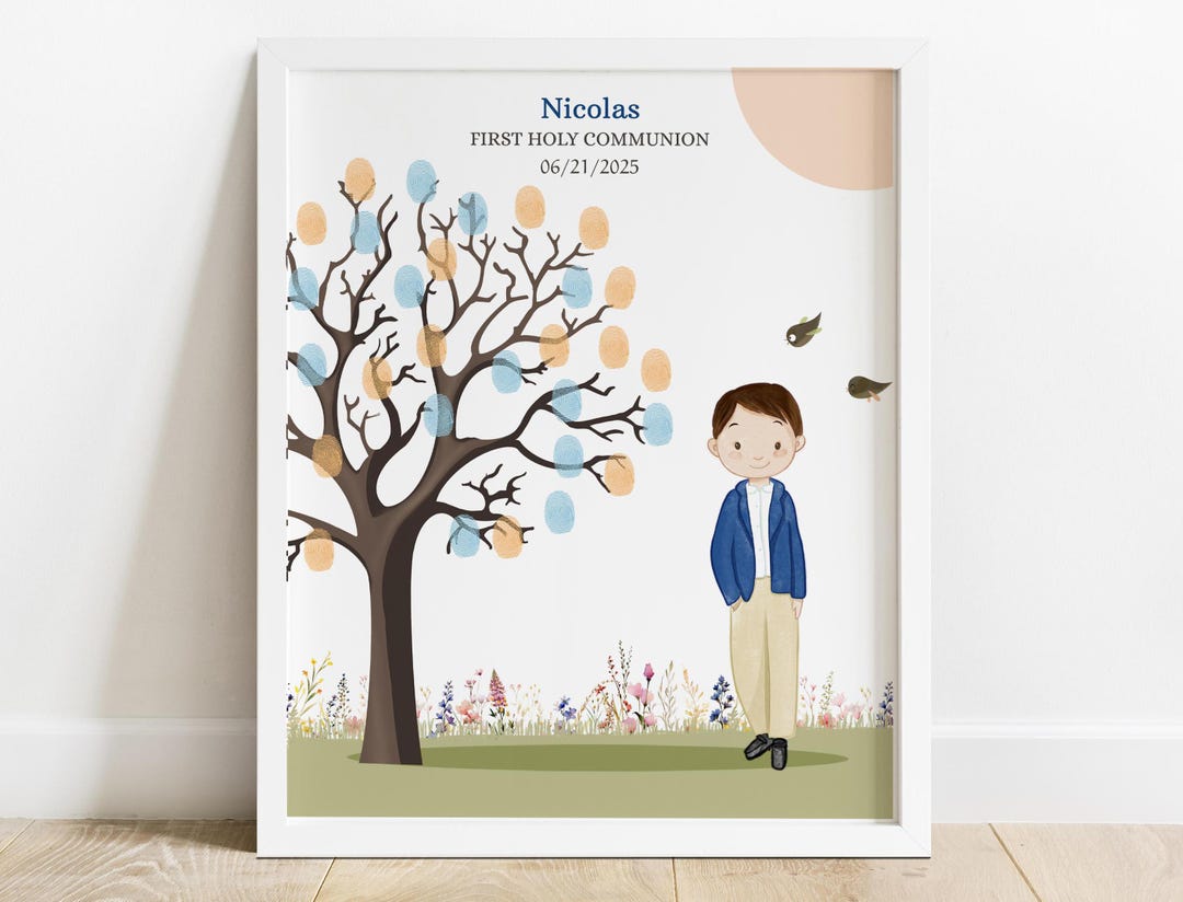 Boy First Communion Thumbprint Tree Guestbook Alternative (digital ...