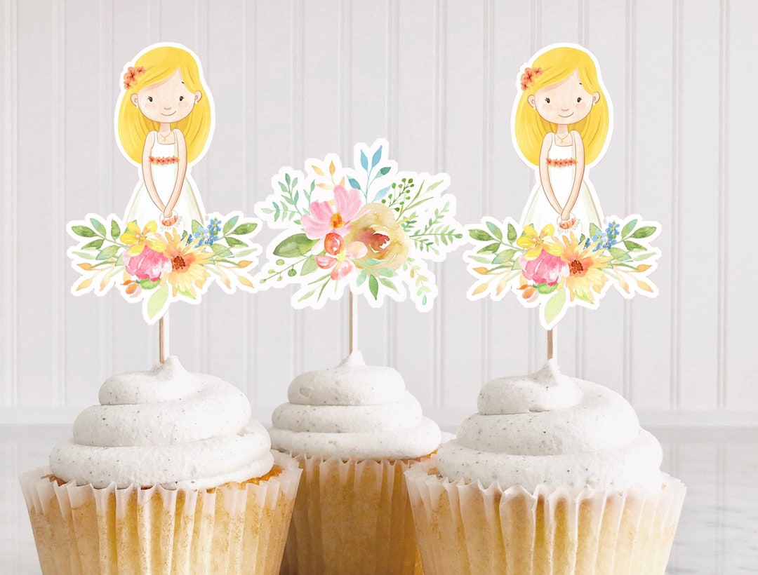 Girl's First Communion Cupcake Toppers Instant Download, First ...