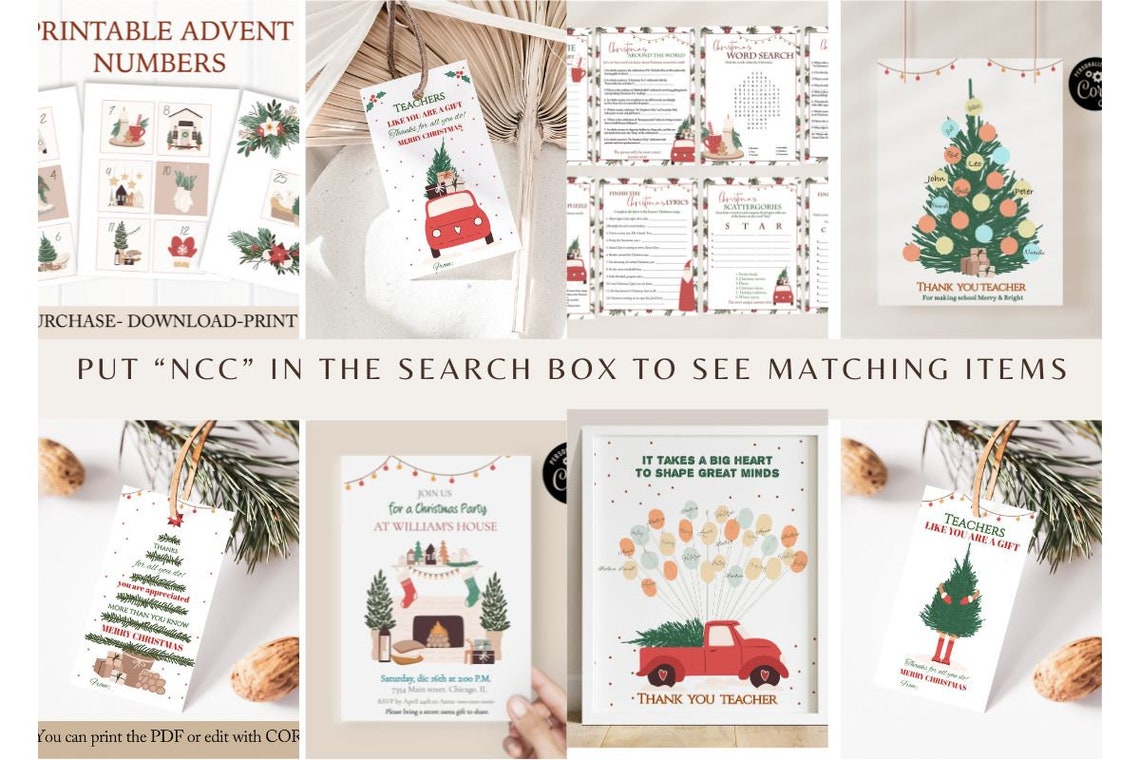 Teacher Christmas Gift Tags Printable, Editable Thank You Teacher Favor ...