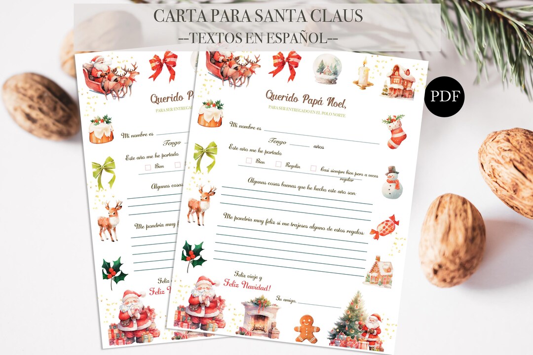 Santa Spanish Wish List Letter, Christmas Wish Letter PDF En Español ...