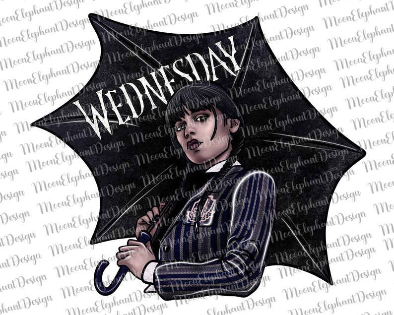 Wednesday Addams PNG, Sublimation Design, Umbrella Girl (digital ...