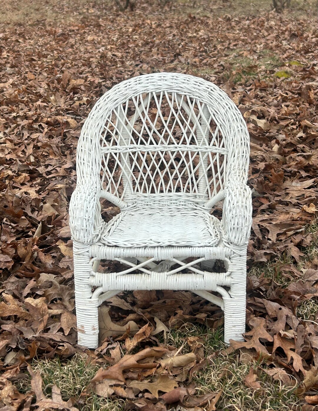 13 Inch Vintage White Wicker Doll's Chair - Etsy