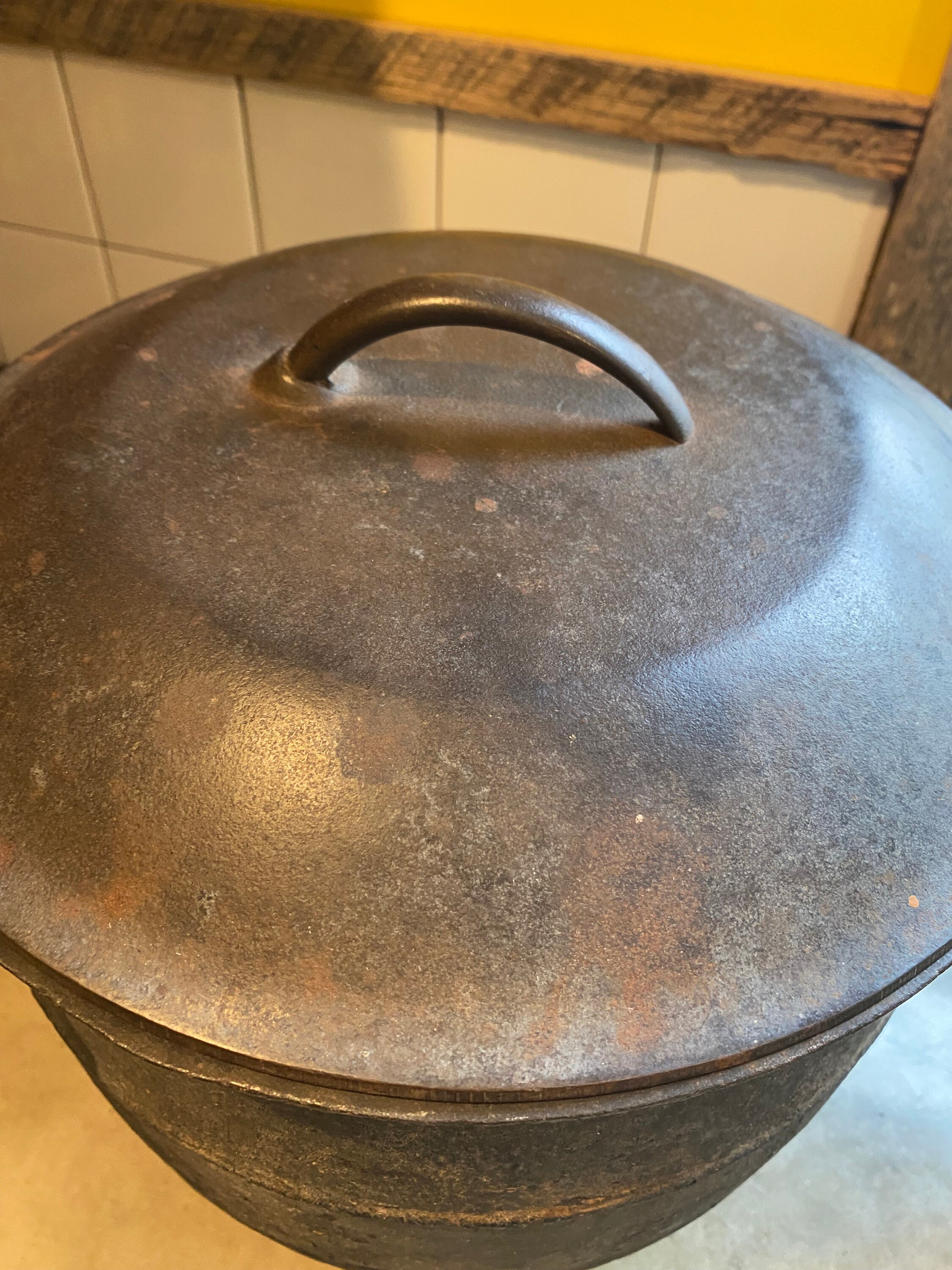 Large Antique Footed Cast Iron Cauldron Bean Pot With Lid and Handle ...