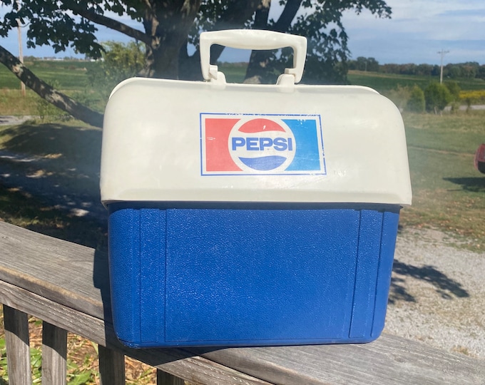 Vintage Pepsi Cooler- 80s Pepsi Logo Blue and White Cooler- Covey Corp ...
