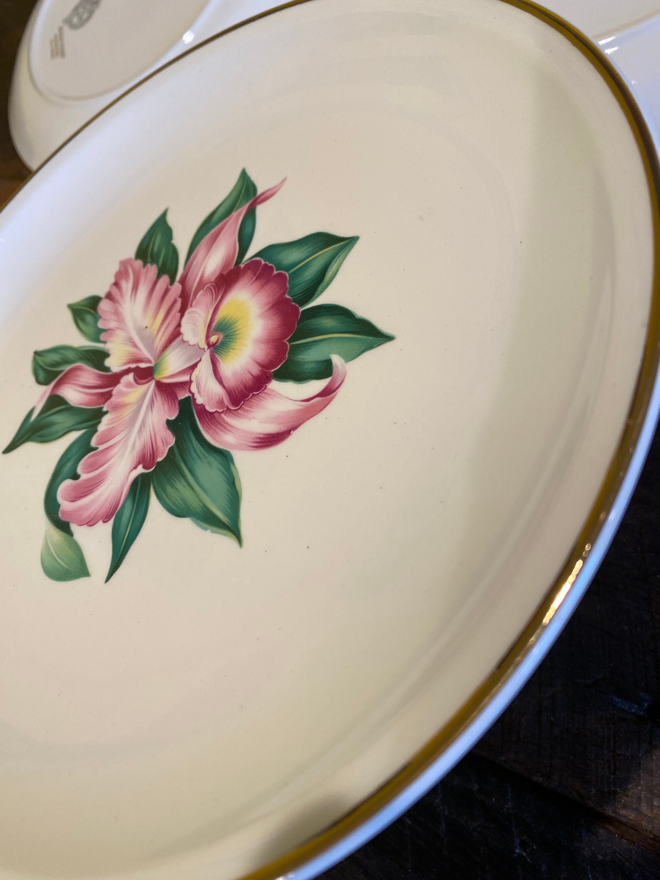 Vintage Paden City Pottery Modern Orchid Dinner Plates 9 3/8" 22K Gold ...