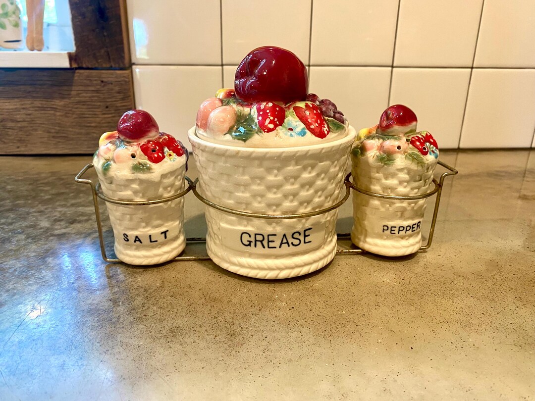 Vintage Tilso Japan Ceramic Grease Jar With Salt & Pepper Shakers in ...