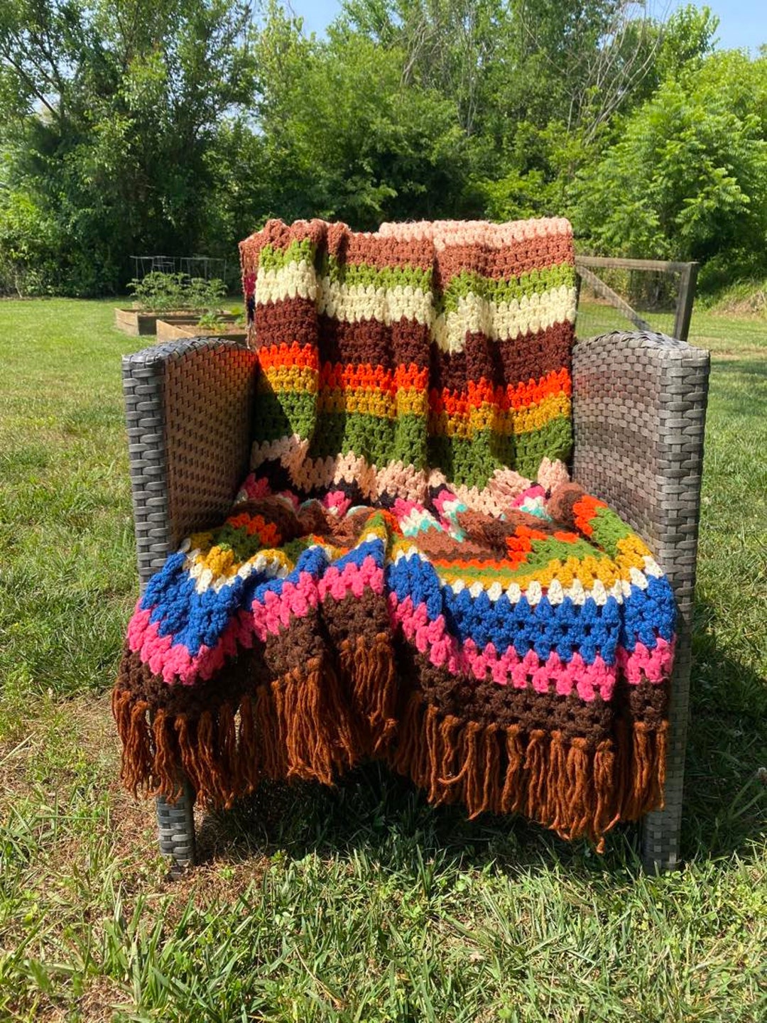 Vintage Handmade Afghan/ Crochet Throw Blanket 60 Inches - Etsy