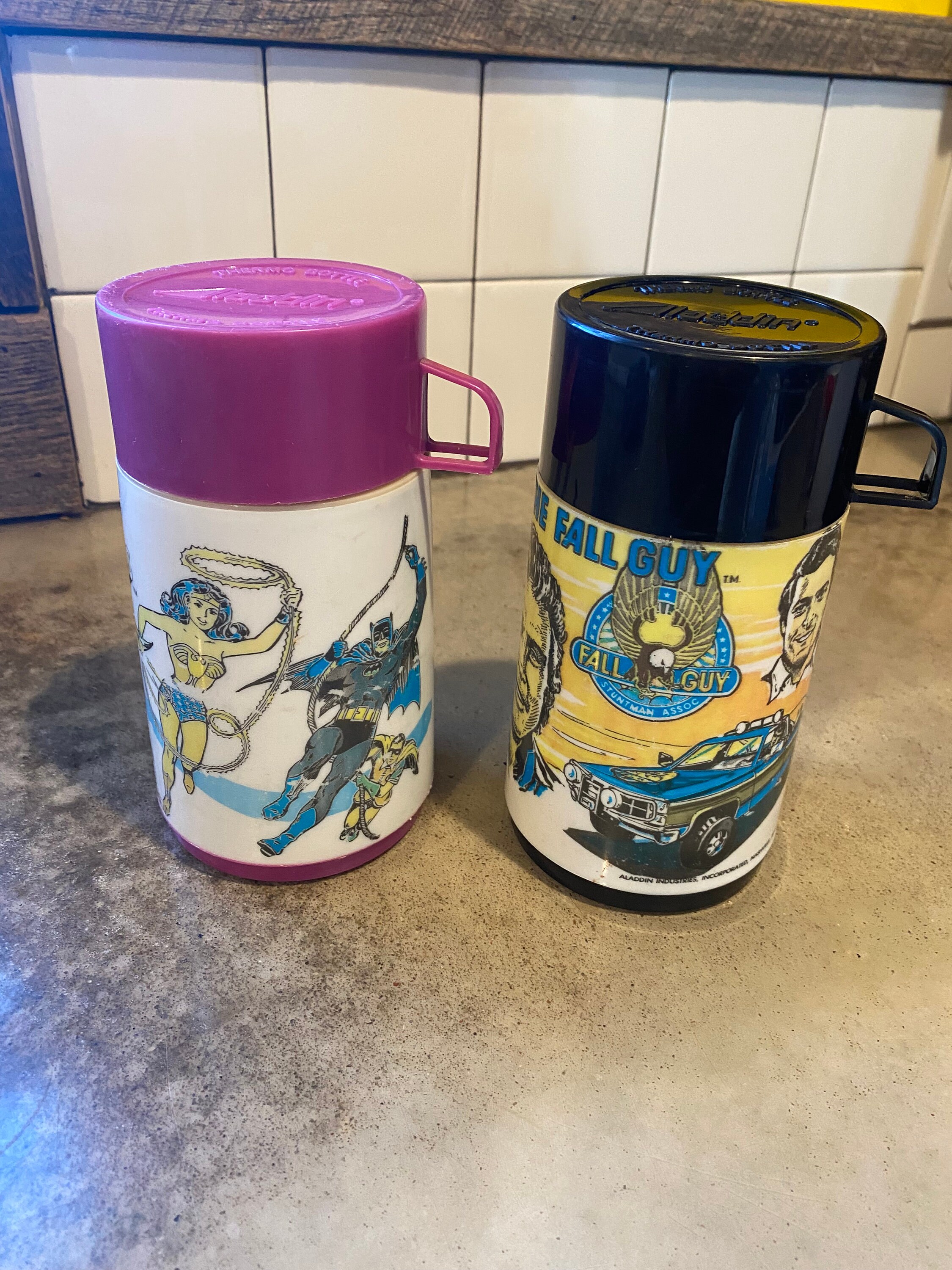 Vintage Super Friends or the Fall Guy Lunchbox Thermos 1970s Aladdin ...
