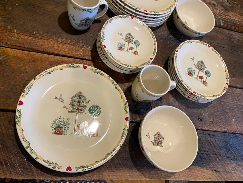 Vintage Thomson Pottery Birdhouse Replacement Dinnerware- Dinner Plates ...
