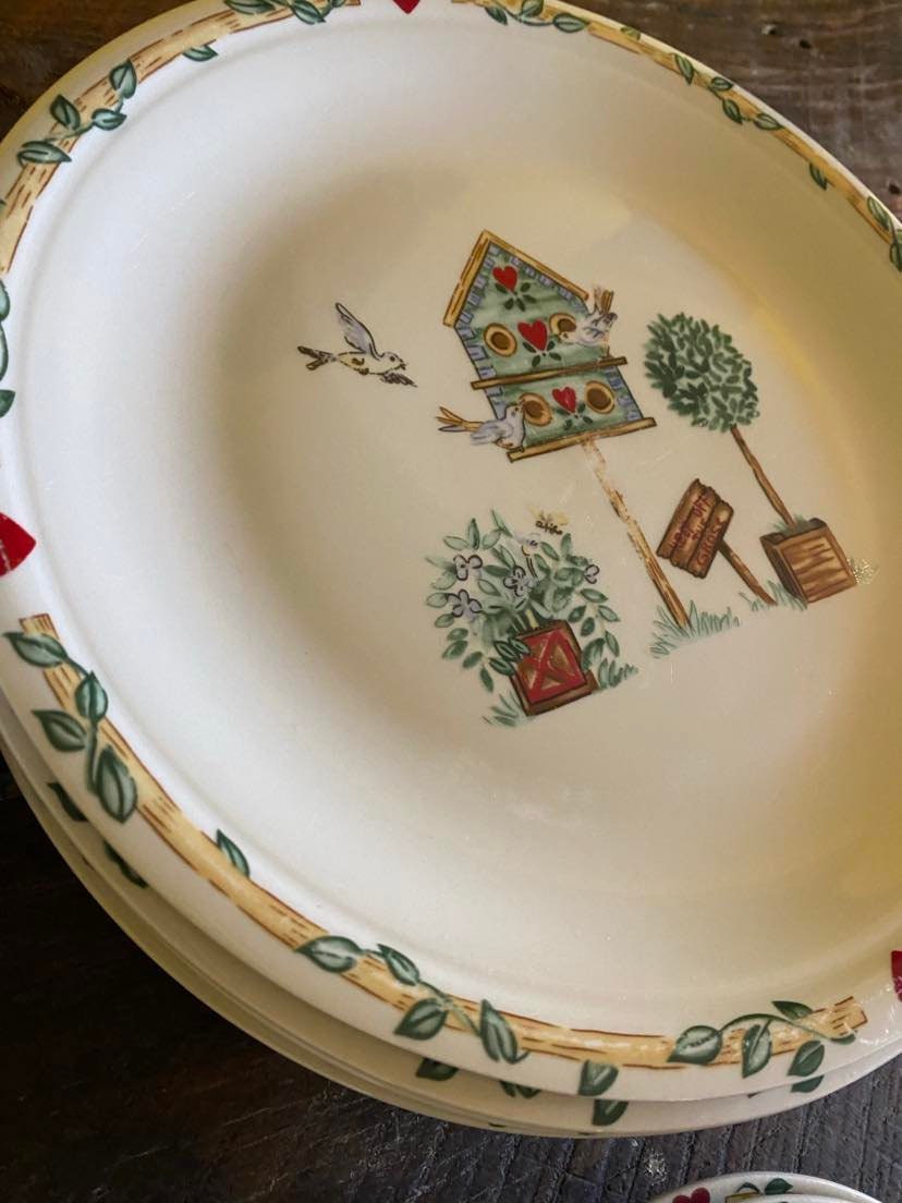 Vintage Thomson Pottery Birdhouse Replacement Dinnerware Dinner Plates ...