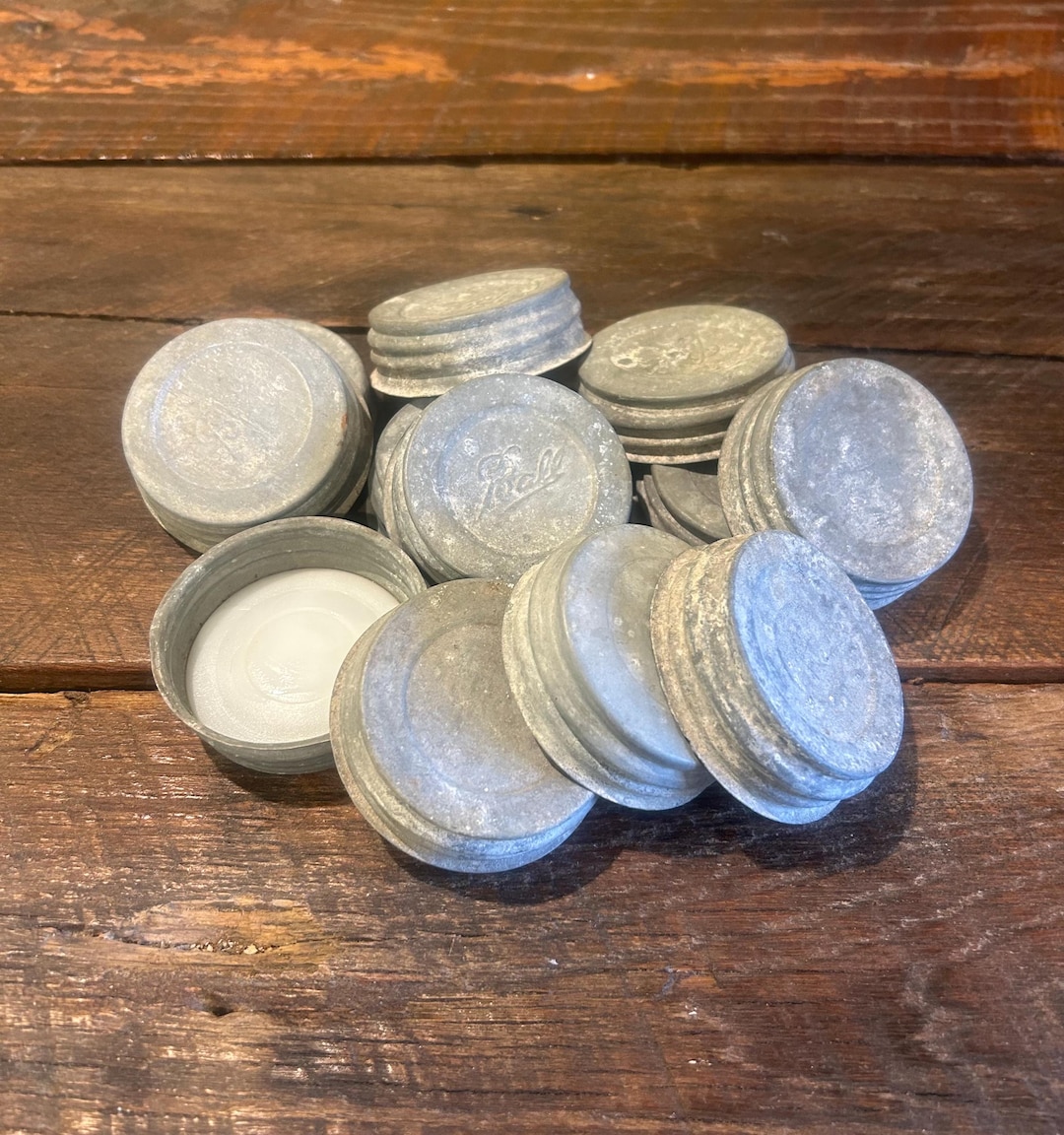 Mason Jar Lids- Zinc and Milk Glass Vintage Canning Jar Lids - Etsy