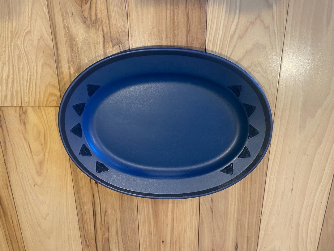 Vintage Pfaltzgraff Morning Light Navy Blue Oval Serving Platter- 14 5/ ...