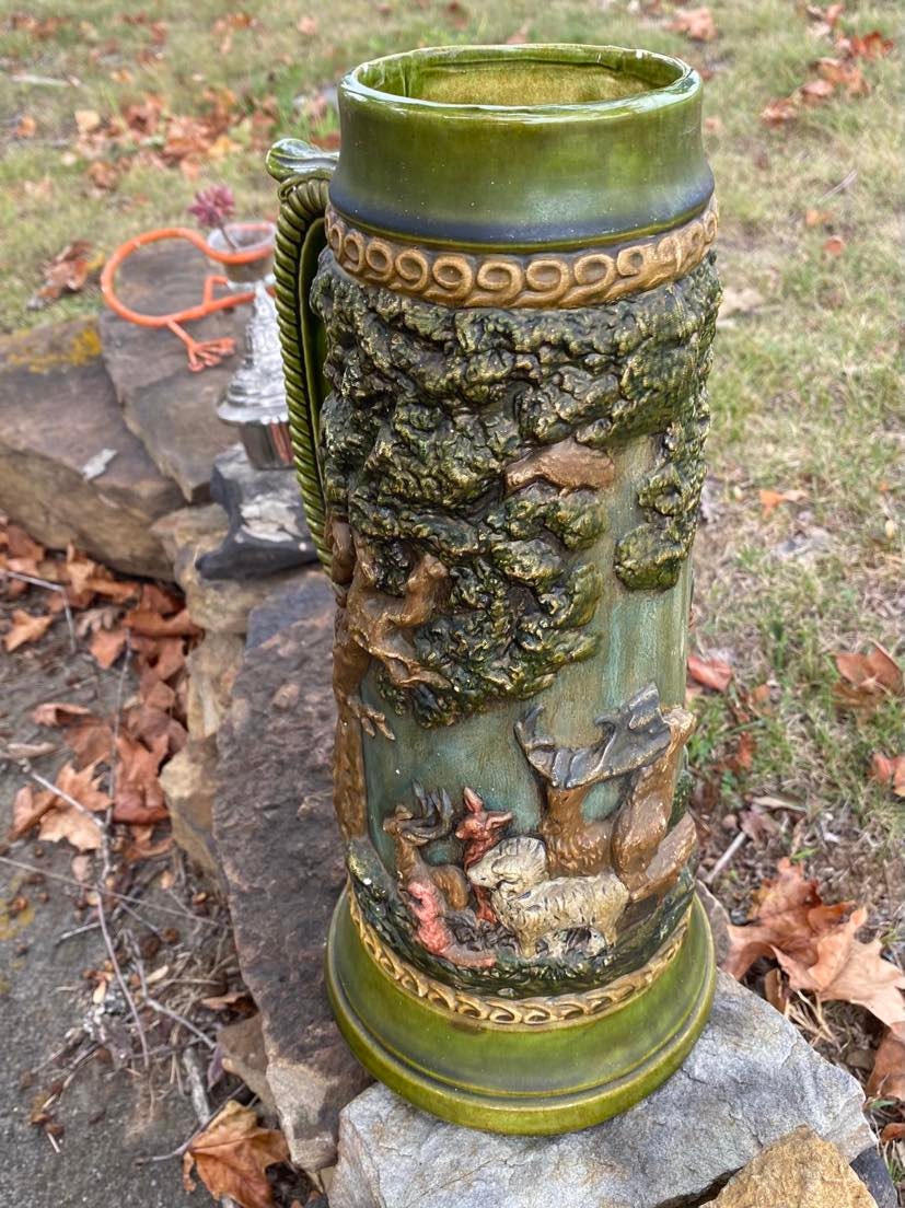 Large Vintage Atlantic Mold Hand Painted Ceramic Stein 4607 - Etsy